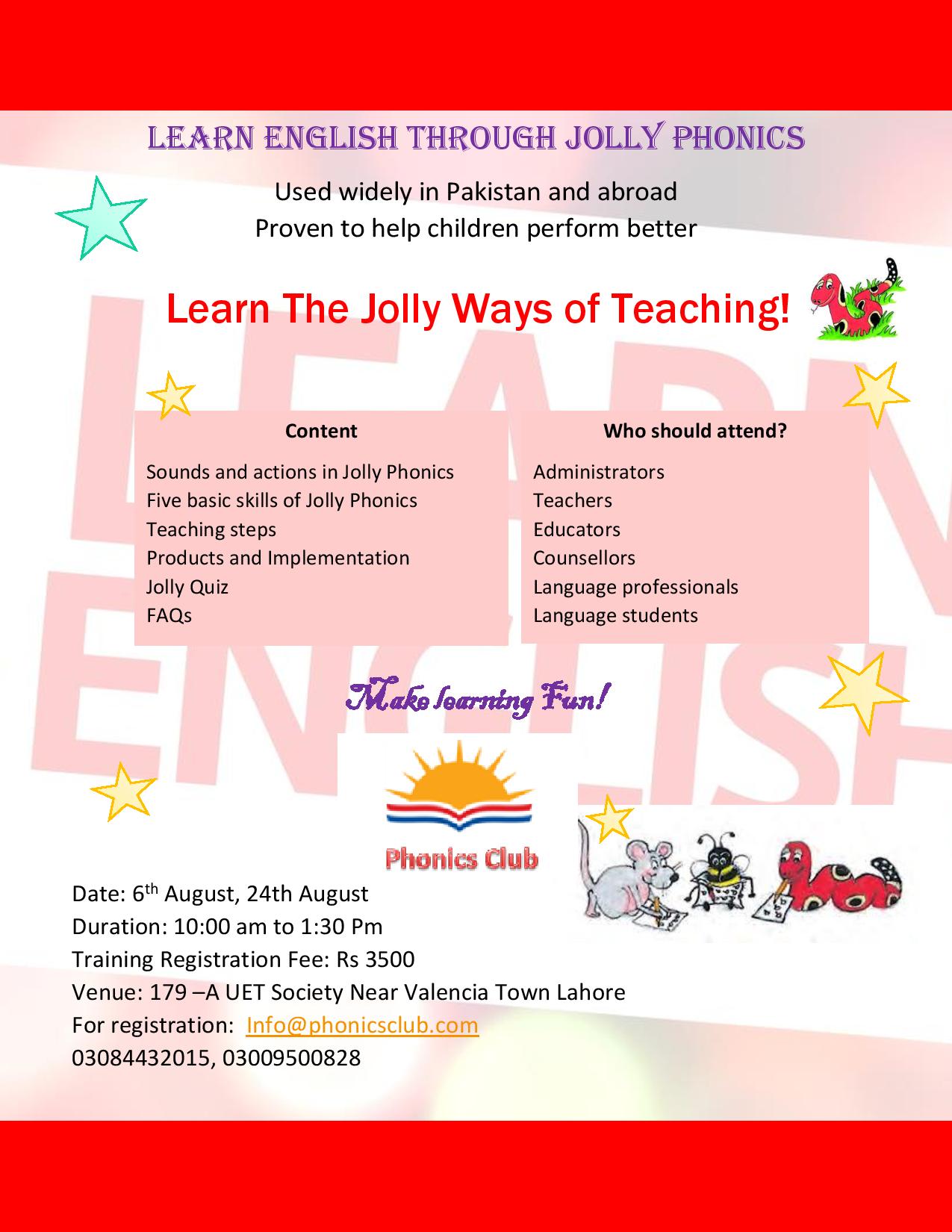 "Learn English through Jolly Phonics" Workshop - Phonics Club